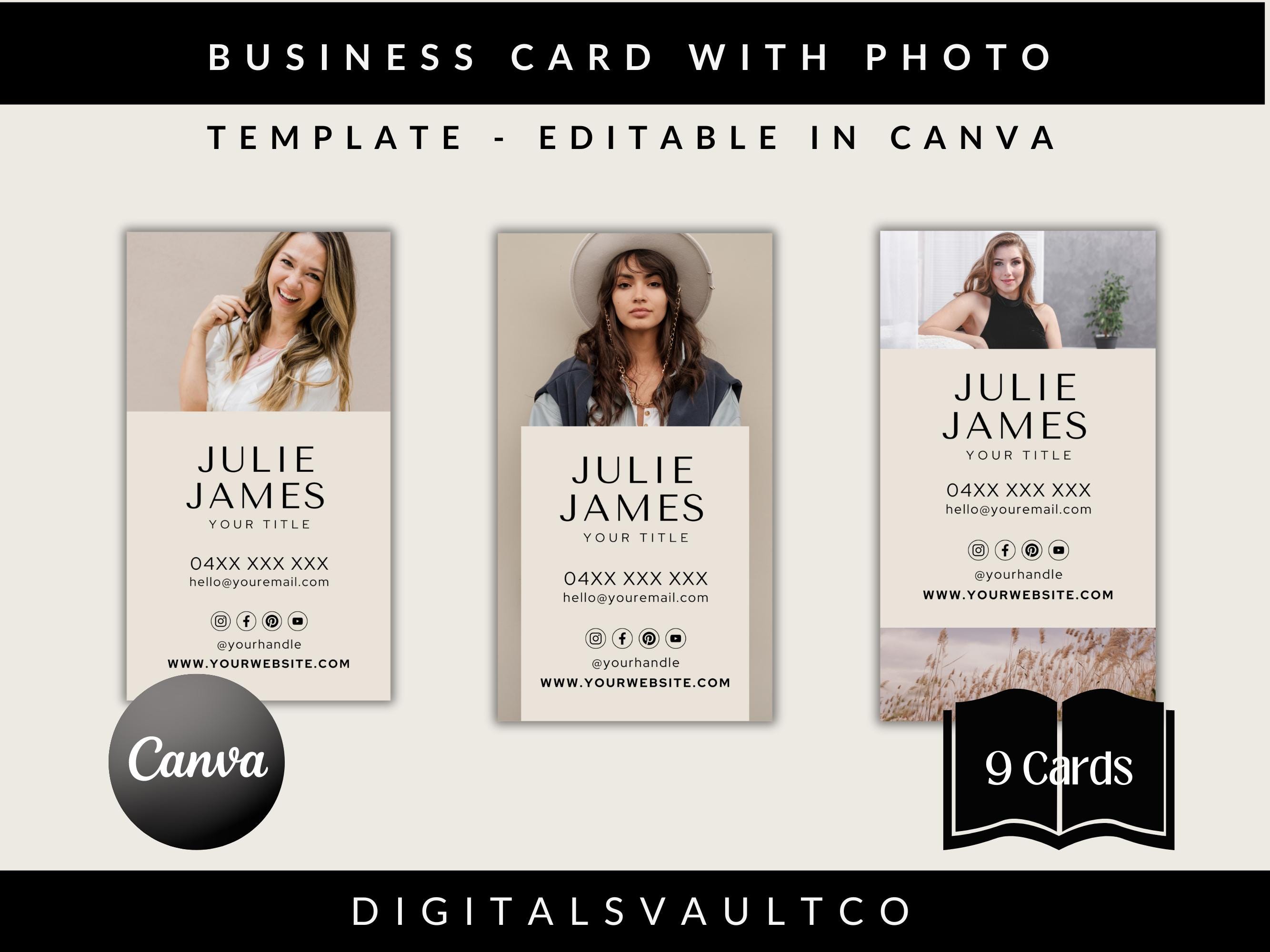 Business Card With Photo Template Customizable Design With Headshot ...