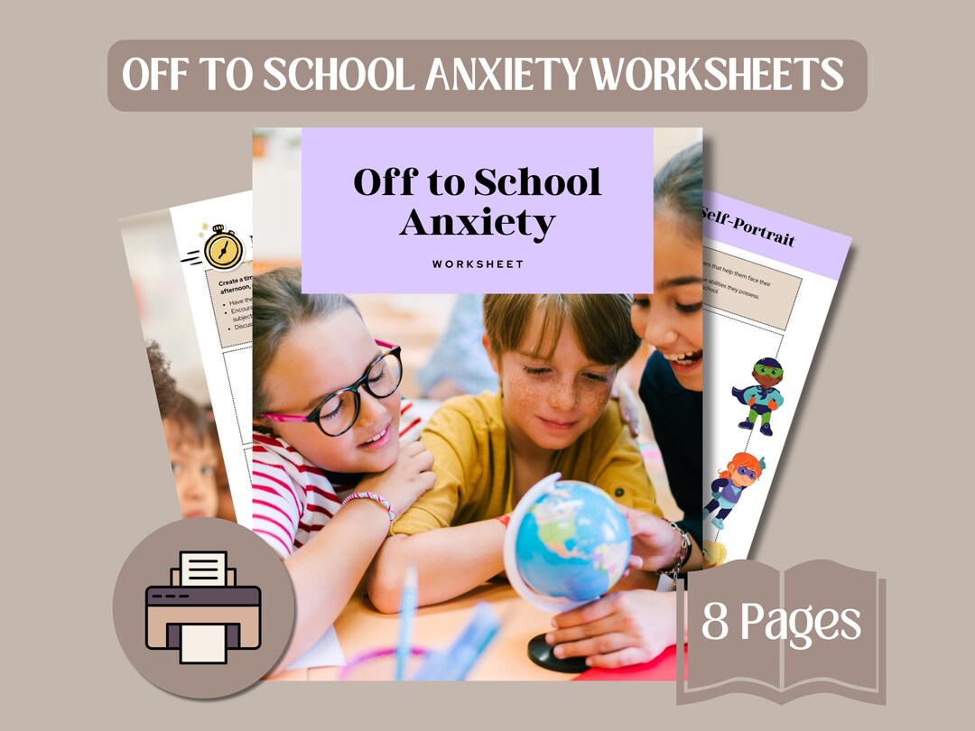 Off to School Anxiety Worksheets Printable Minimalist PDF | Back to ...