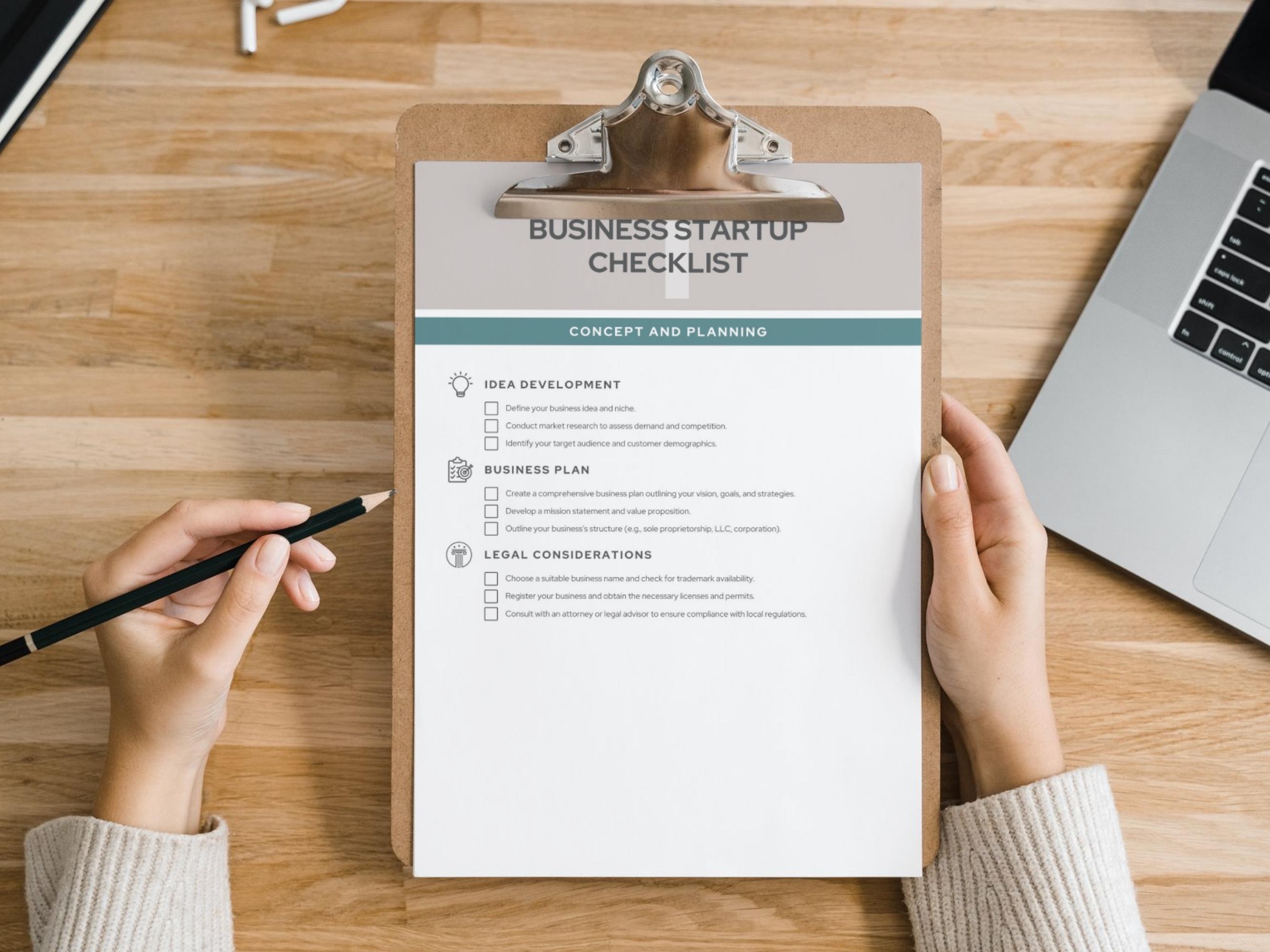 Business Start-up Checklist Printable for New Entrepreneurs, Small ...