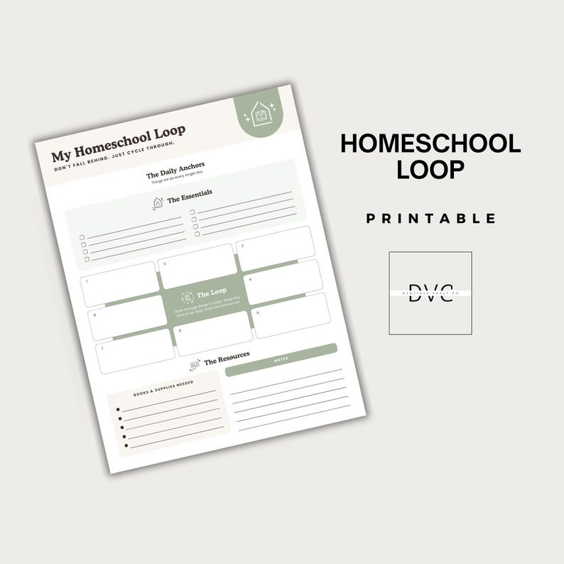 Homeschool Checklist Loop PDF Printable Planner for Daily Routines and ...