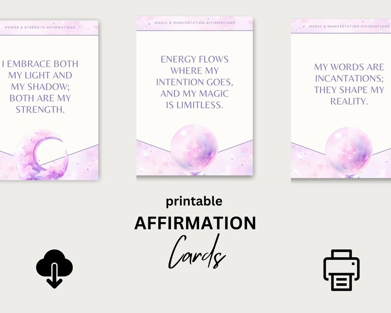 Witchy Affirmation Cards PDF | Printable Moon Magic Mantras ...