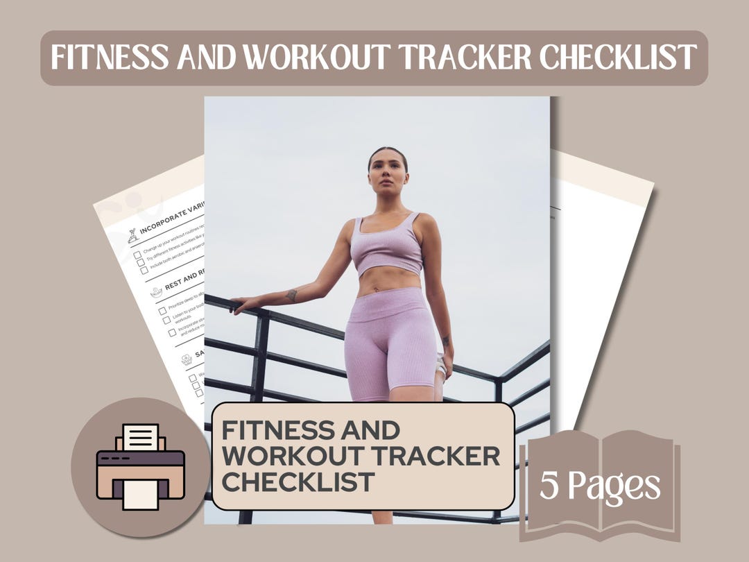 Fitness and Workout Tracker Checklist Minimalist PDF Printable Gym and ...