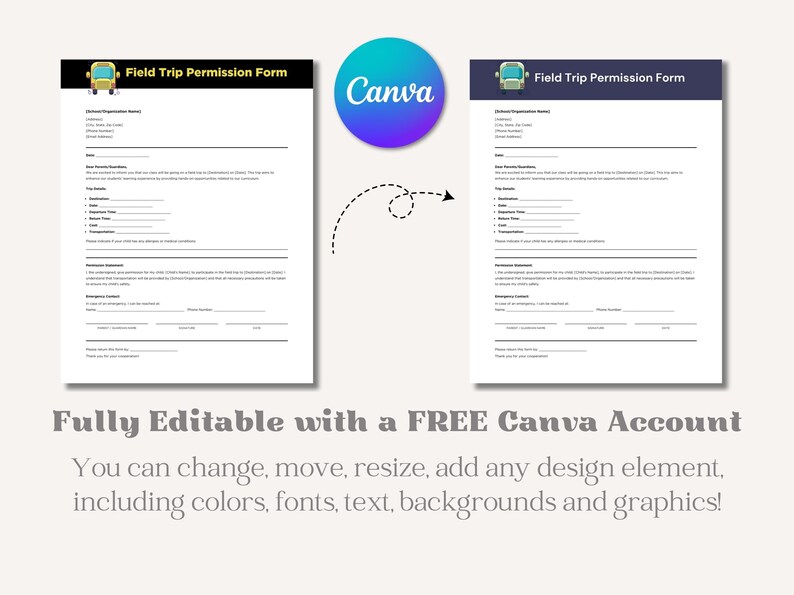 Field Trip Permission Form Template | Customizable School Trip Consent ...