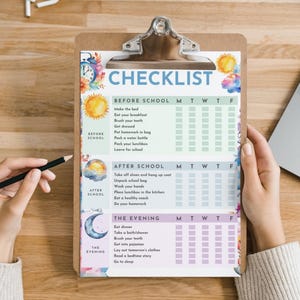 School Day Checklist for Kids Printable | Morning, After School ...