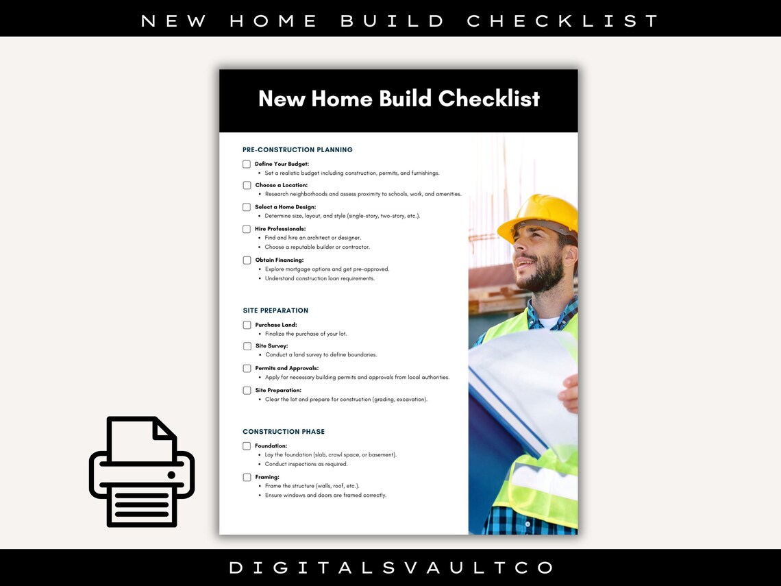 Home Build Checklist: New Construction Planner (PDF) - Etsy
