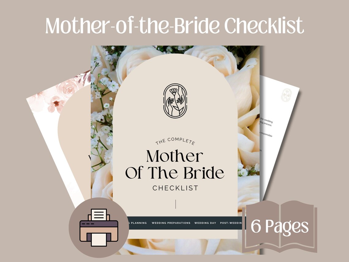 Mother-of-the-bride Checklist Minimalist Printable PDF Wedding Planning ...