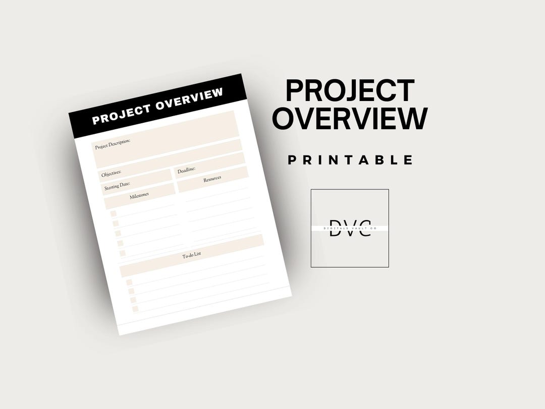 Project Overview Printable PDF | Management Tool Template | Project ...