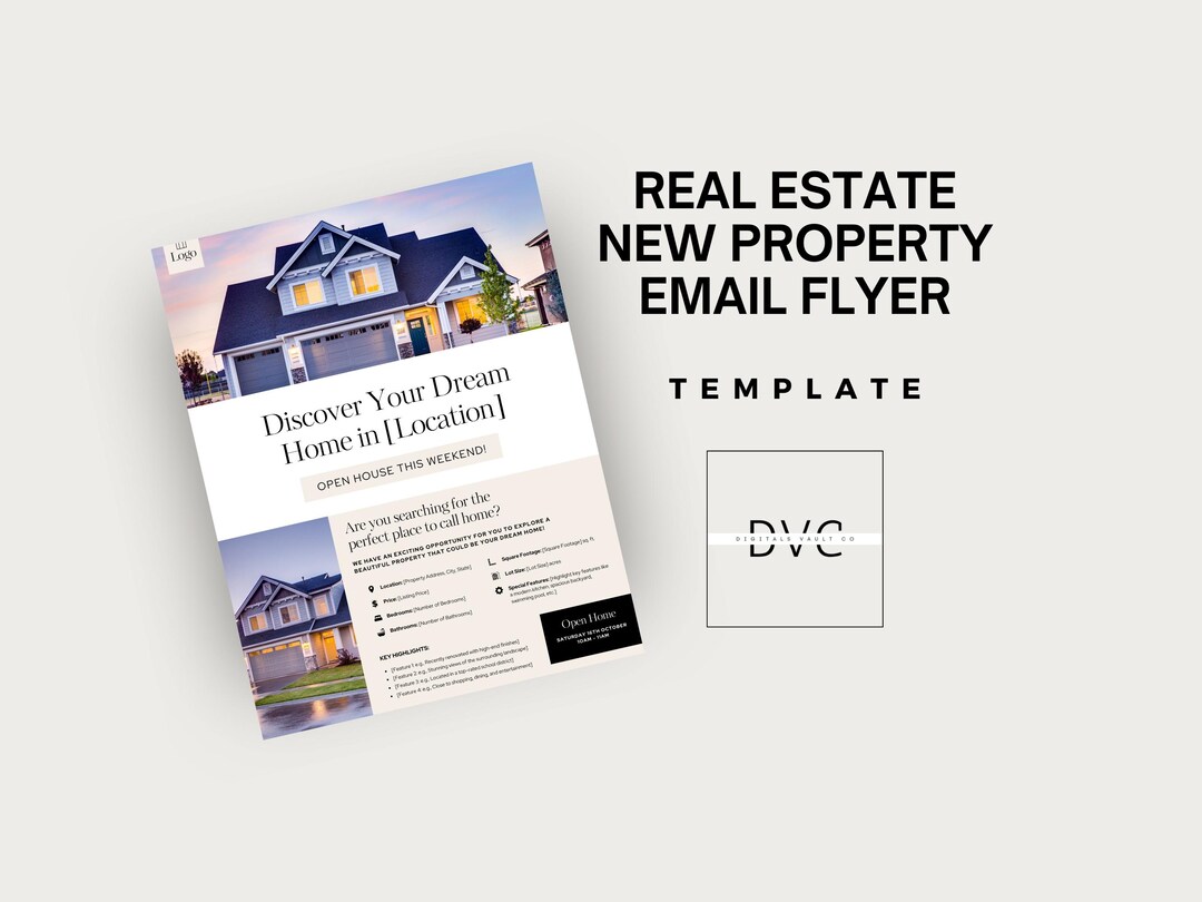Real Estate New Property Email Flyer Template Editable Professional ...