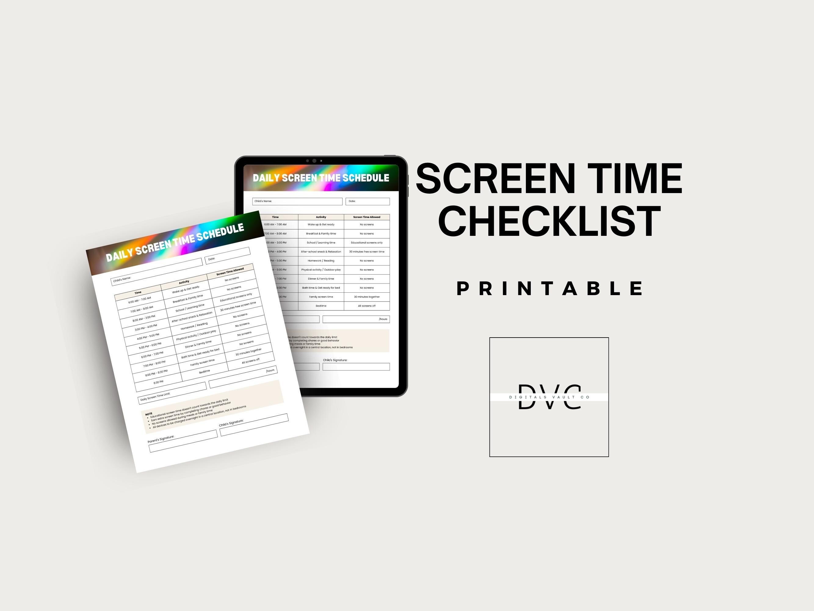 Screen Time Checklist Printable: Family Chore & Reward System (PDF) - Etsy