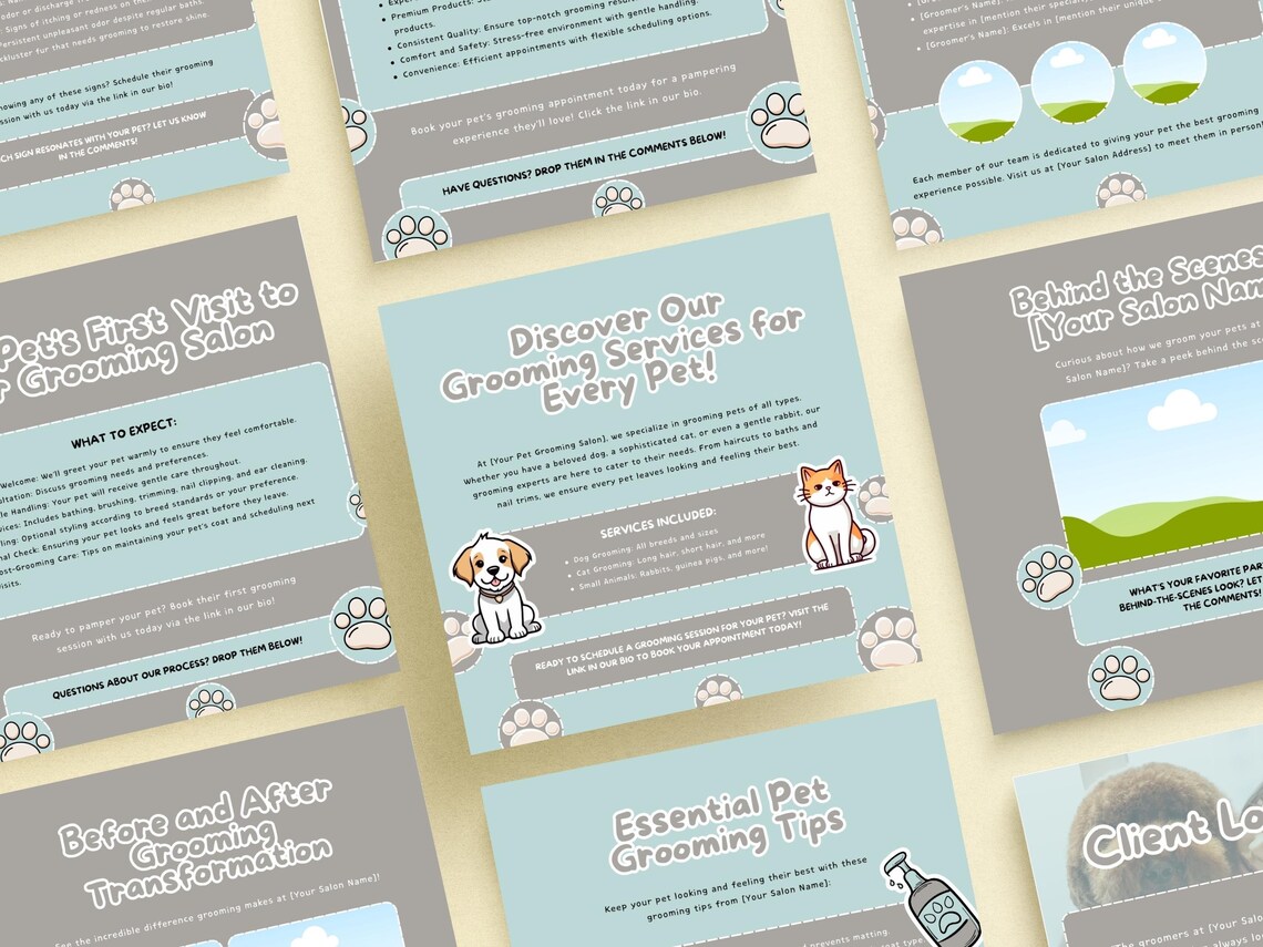 Pet Grooming Instagram Posts Template | Customizable Pet Groom Service ...