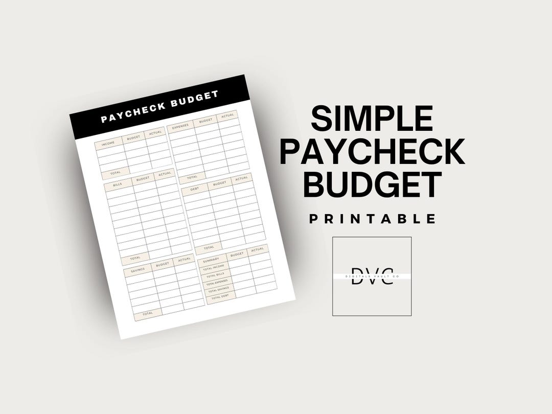 Simple Paycheck Budget Printable: Minimalist Finance Planner (PDF) - Etsy