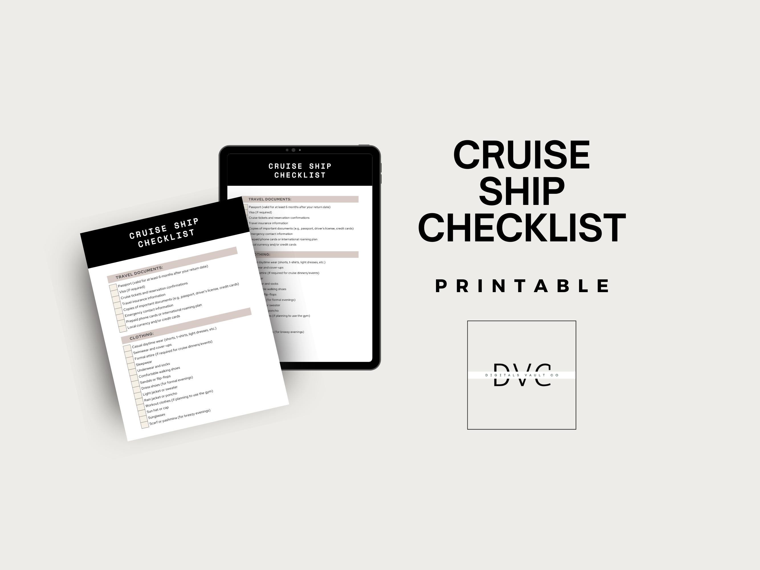 Cruise Ship Checklist Printable PDF | Minimalist Cruise Vacation ...