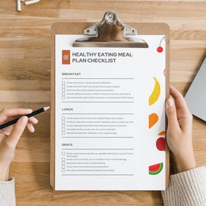 Healthy Eating Meal Plan Checklist Printable PDF | Diet and Nutrition ...