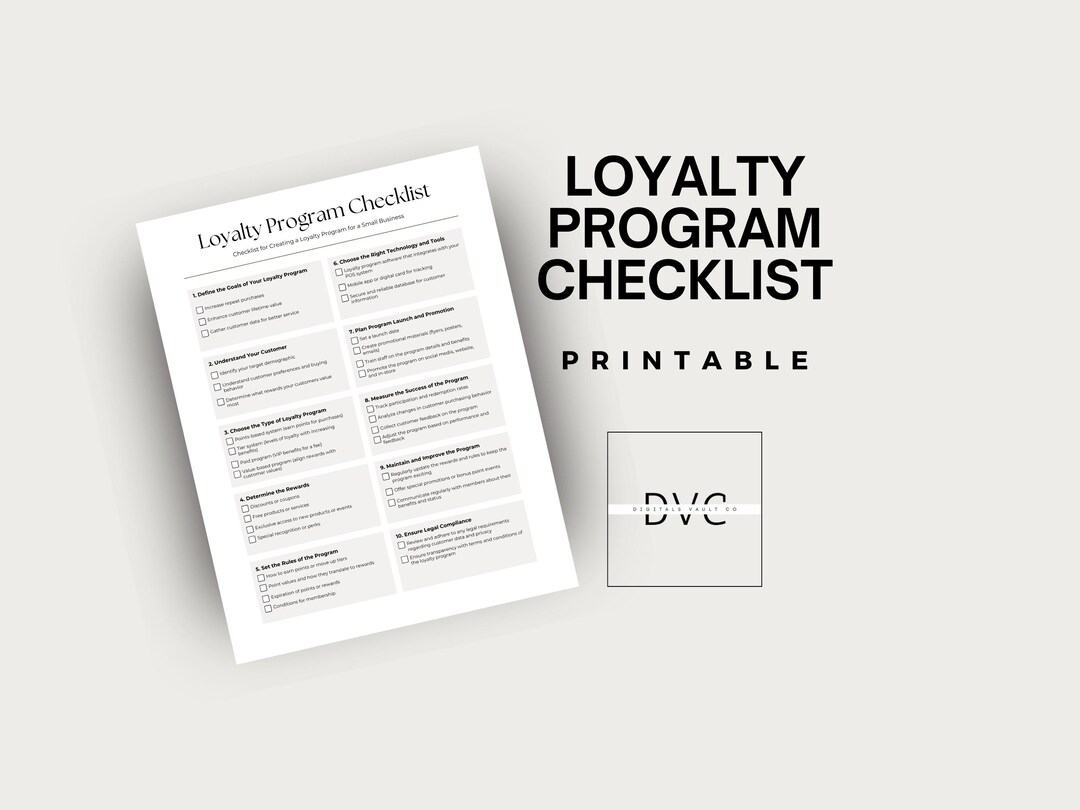 Loyalty Program Checklist Printable PDF | Customer Rewards System | Customer Engagement and ...
