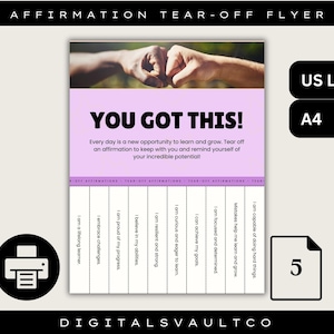 Affirmation Tear-off Flyer Printable | Motivational Quotes | Positive ...