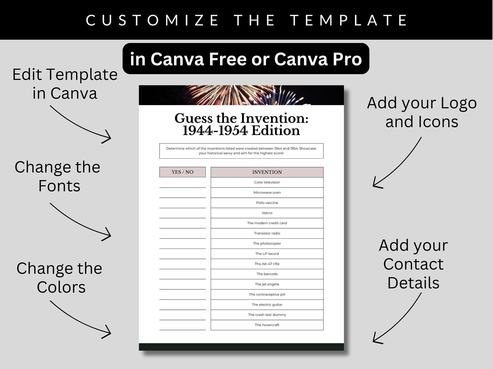 Born in 1944 Party Game Template | 1940s Trivia, Fun Facts and ...