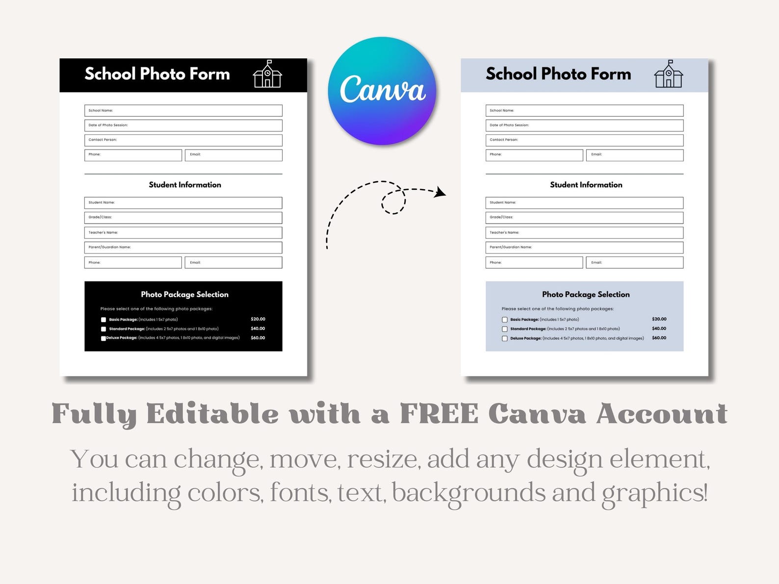 School Photo Form Template: Student Information, Picture Day (canva ...
