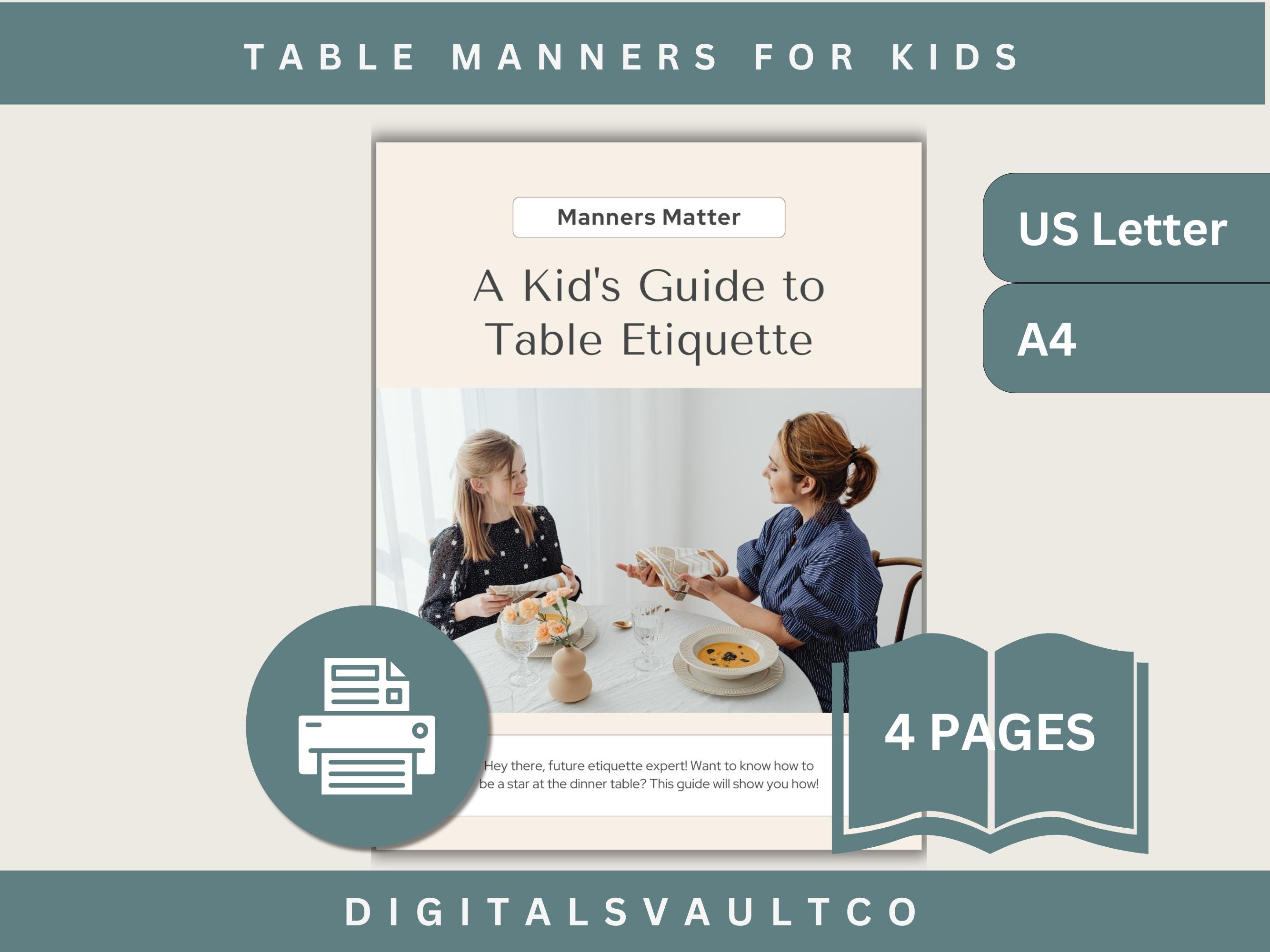Table Manners for Kids Printable | Fun & Engaging Guide to Teach ...