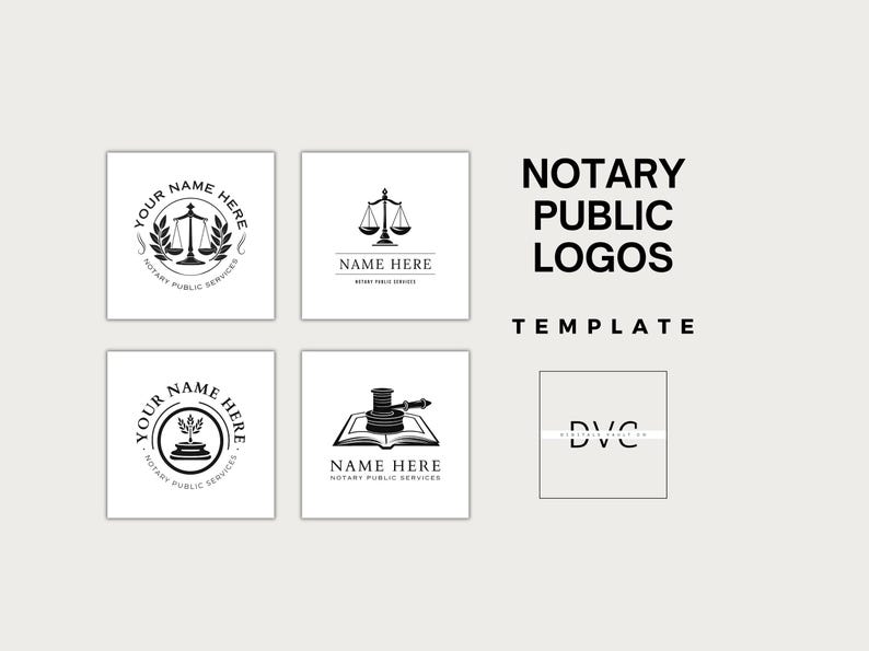 Professional Notary Public Logos Template Editable Branding Design for ...