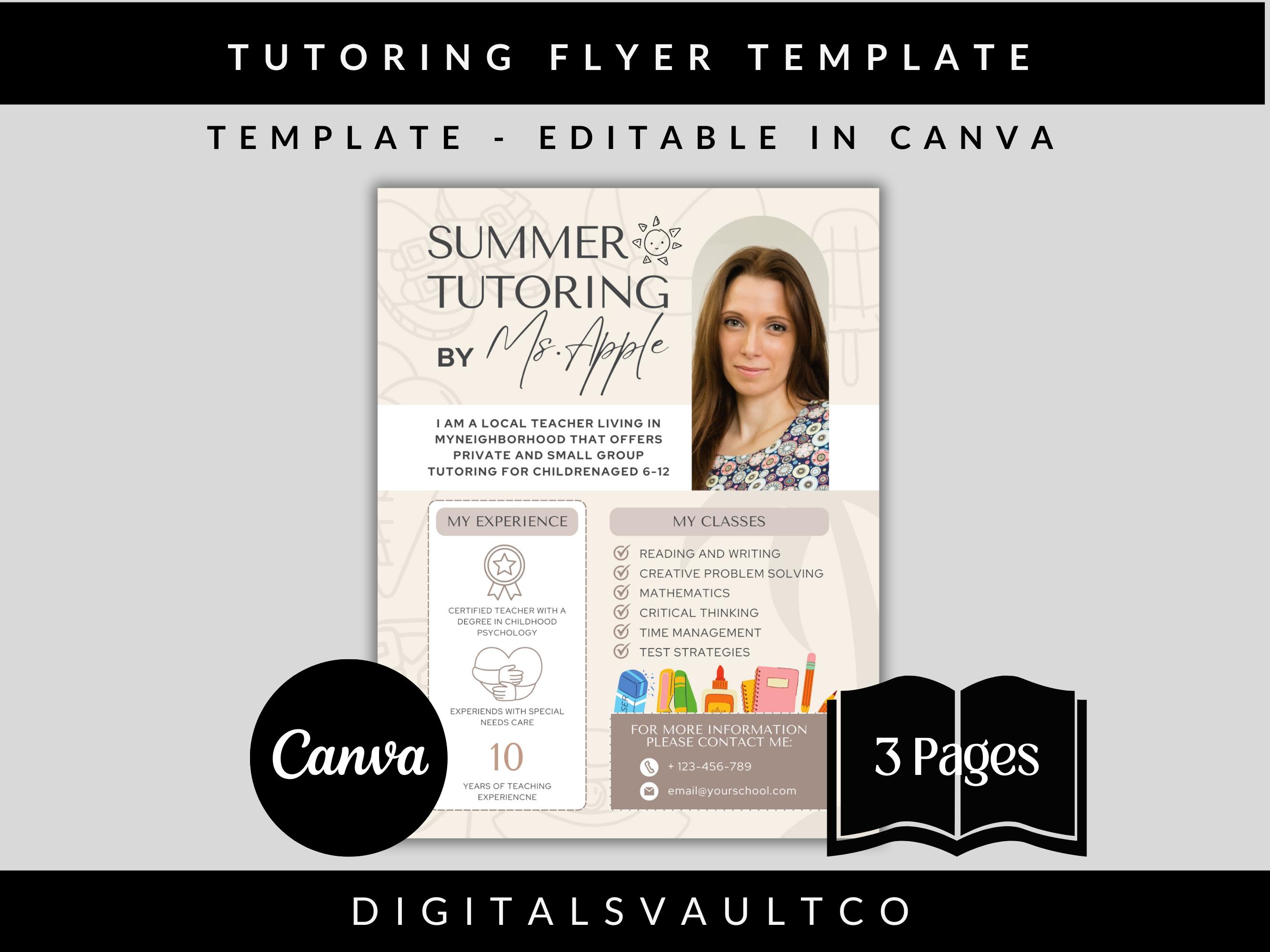 Customizable Tutoring Flyer Template | Promote Your Tutoring Services ...