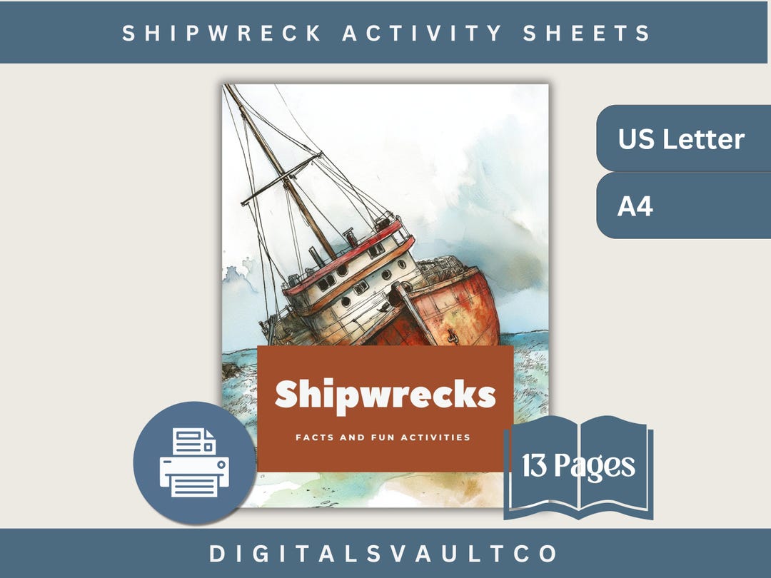 Shipwreck-themed Activity Sheets for Kids Printable | Ocean Adventure ...