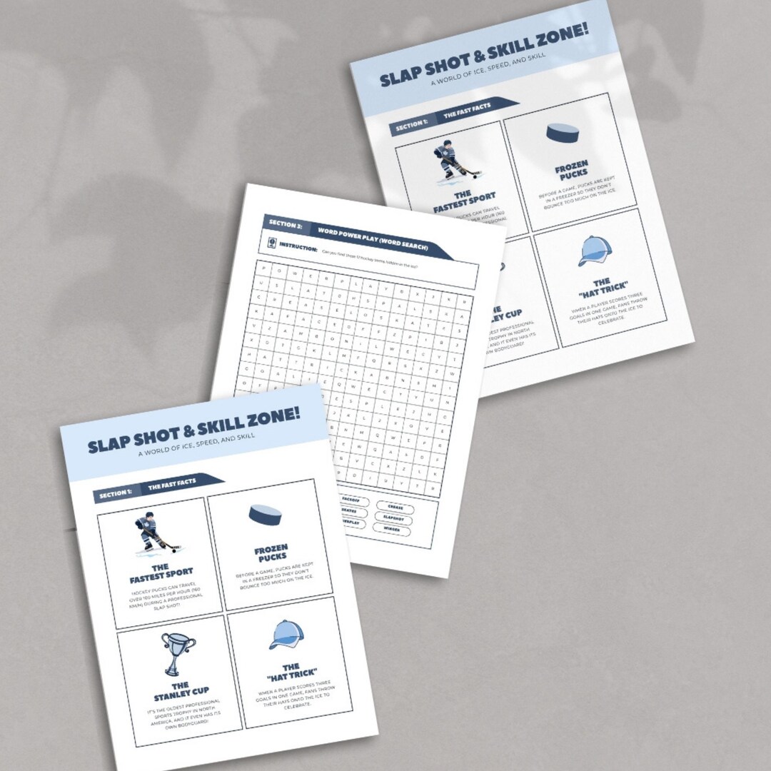 Ice Hockey Themed Activity Sheets for Kids PDF With Facts and Trivia ...