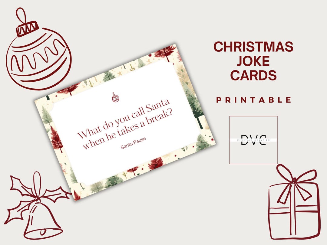 Christmas Joke Cards PDF Printable Holiday Humor Cards for Kids and ...