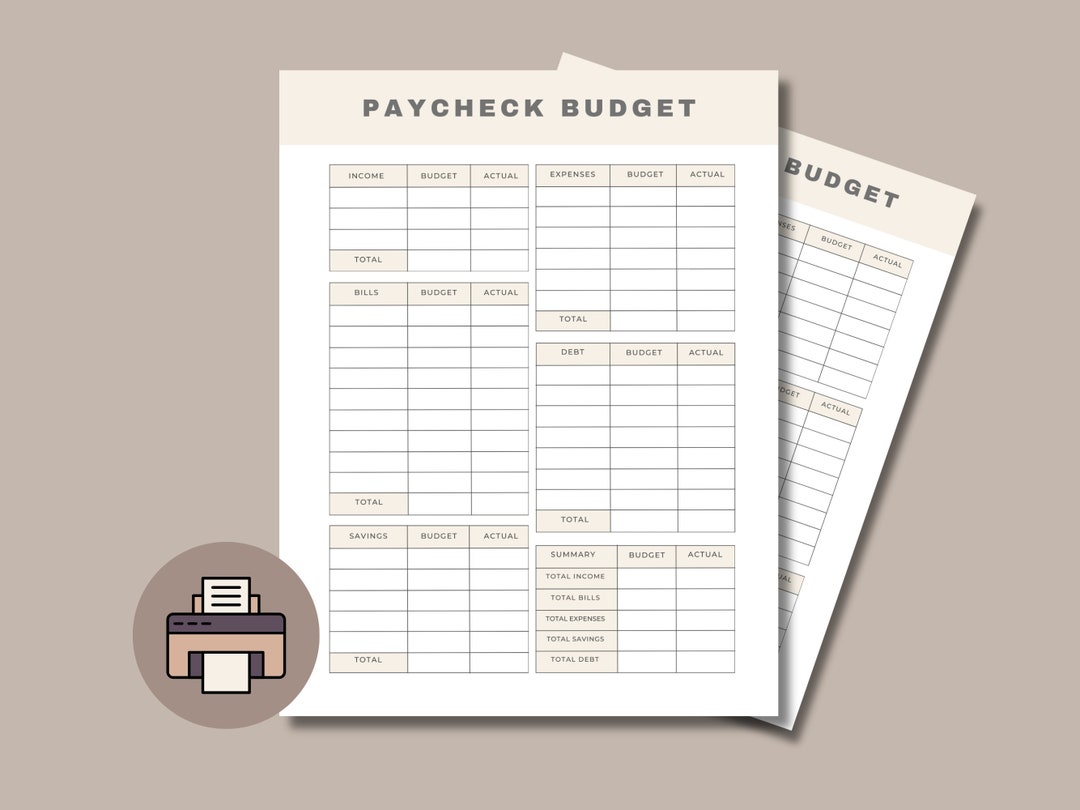 Simple Paycheck Budget Printable Minimalist PDF Easy Monthly Budgeting ...