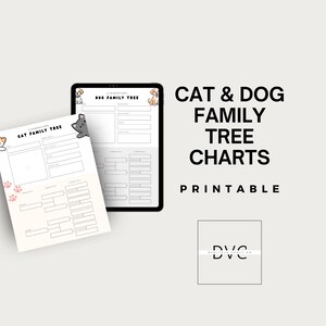 Pet Family Tree Chart PDF Printable Cute Pet Ancestry and Lineage ...
