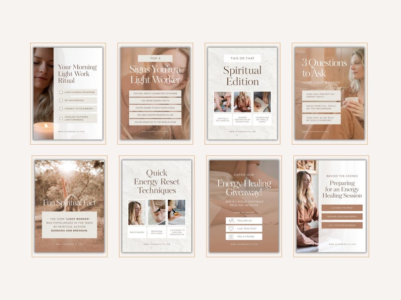 Lightworker Instagram Template Canva Editable Spiritual Posts Energy ...