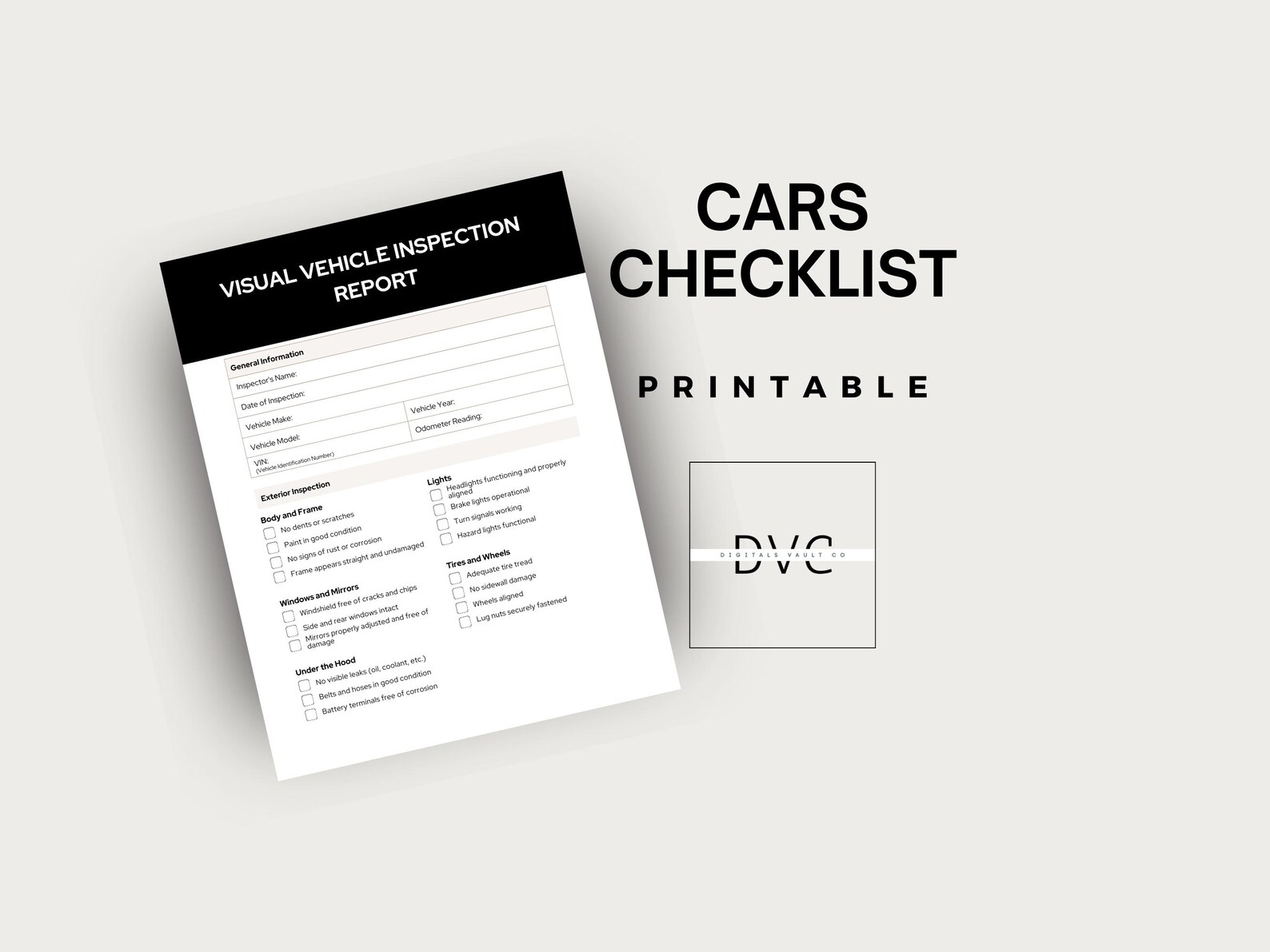 Car Checklists Printable PDF | Vehicle Inspection Guide | Motor ...
