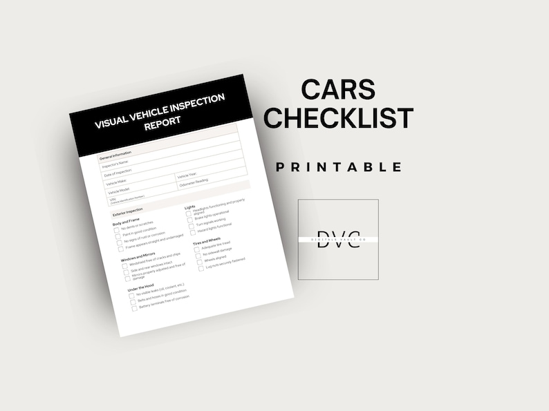 Car Checklists Printable PDF | Vehicle Inspection Guide | Motor ...