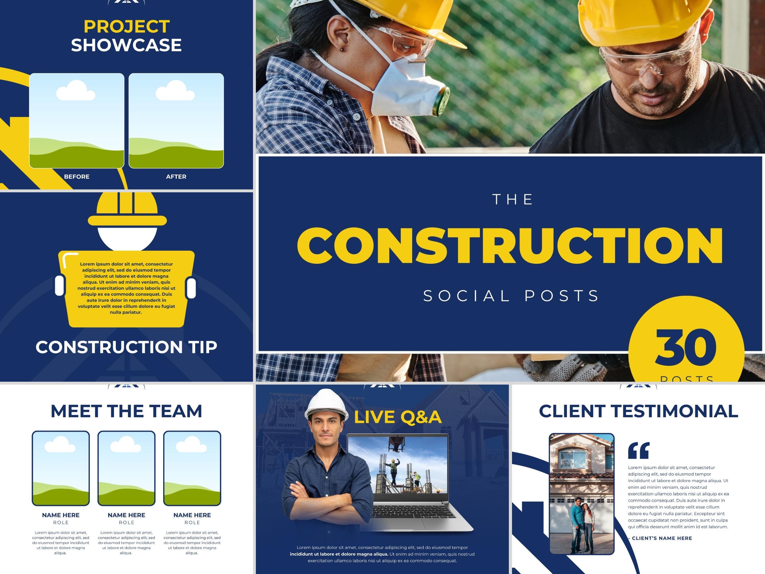 30 Construction Social Media Customizable Editable Template ...