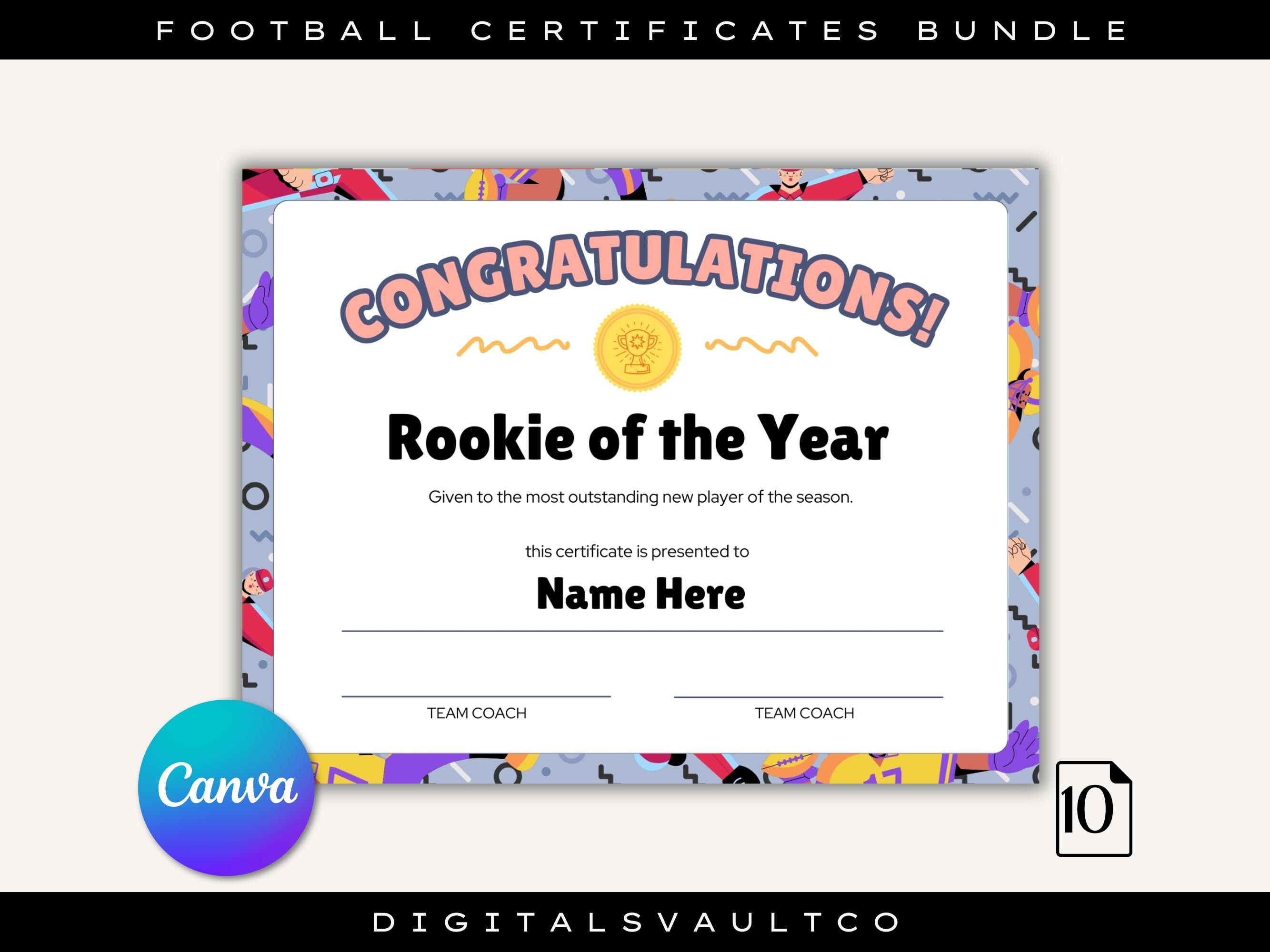 Football Certificates Template | Customizable Sports Achievement Awards ...
