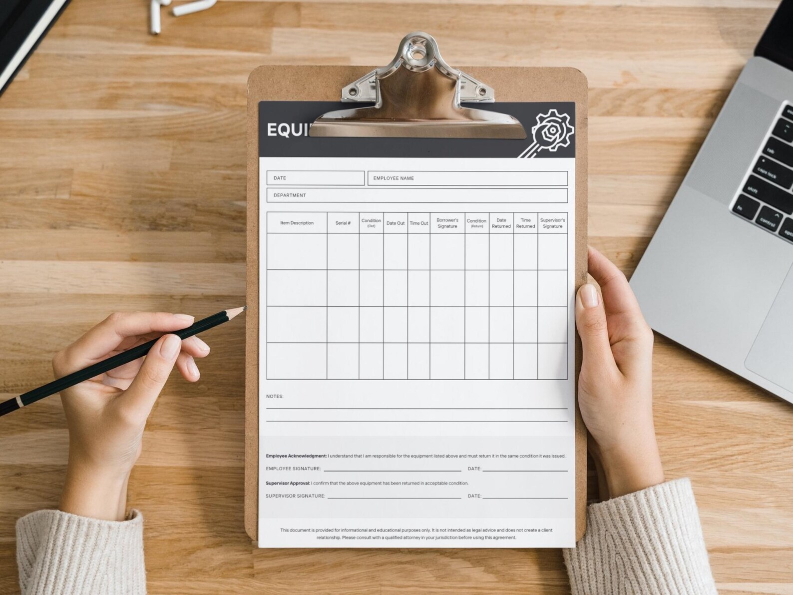 Equipment Sign-out Sheet Template Editable Asset Tracking Log for ...