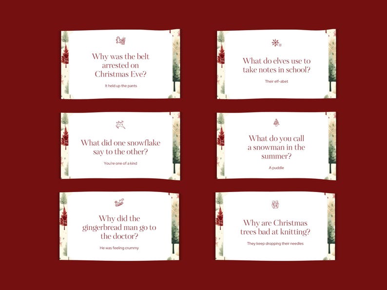 Christmas Joke Cards PDF Printable Holiday Humor Cards for Kids and ...