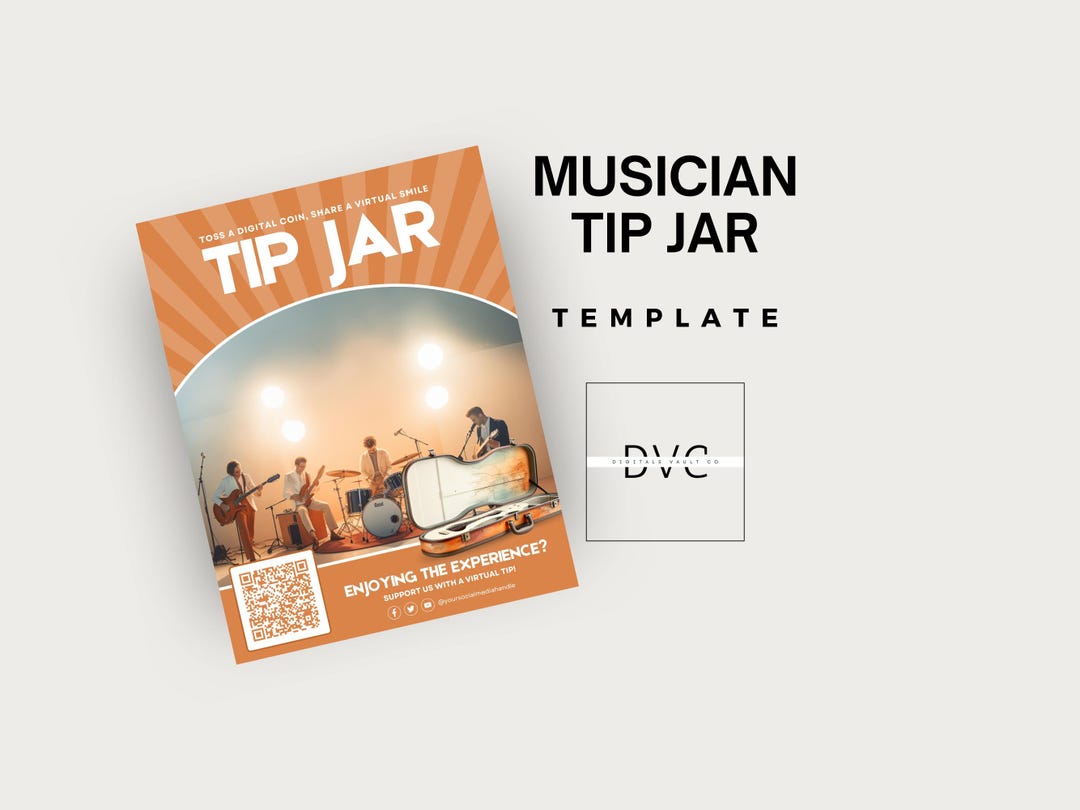 Musician in Person or Online Tip Jar Template for Live Shows and ...