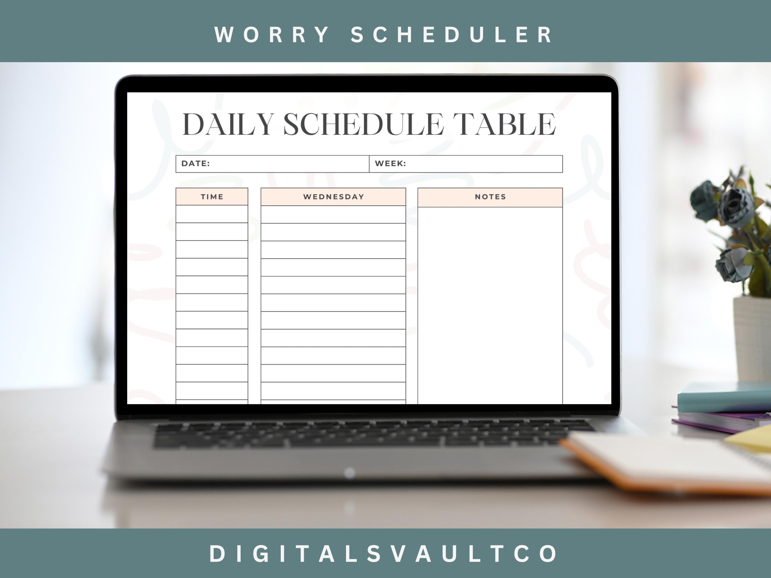 Worry Scheduler Printable | Mental Health Planner for Daily Worry ...