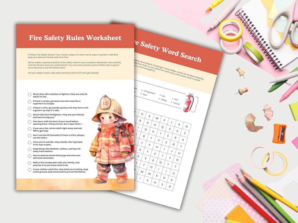 Fire Safety Rules for Kids Activity Sheets PDF | Printable Fire ...