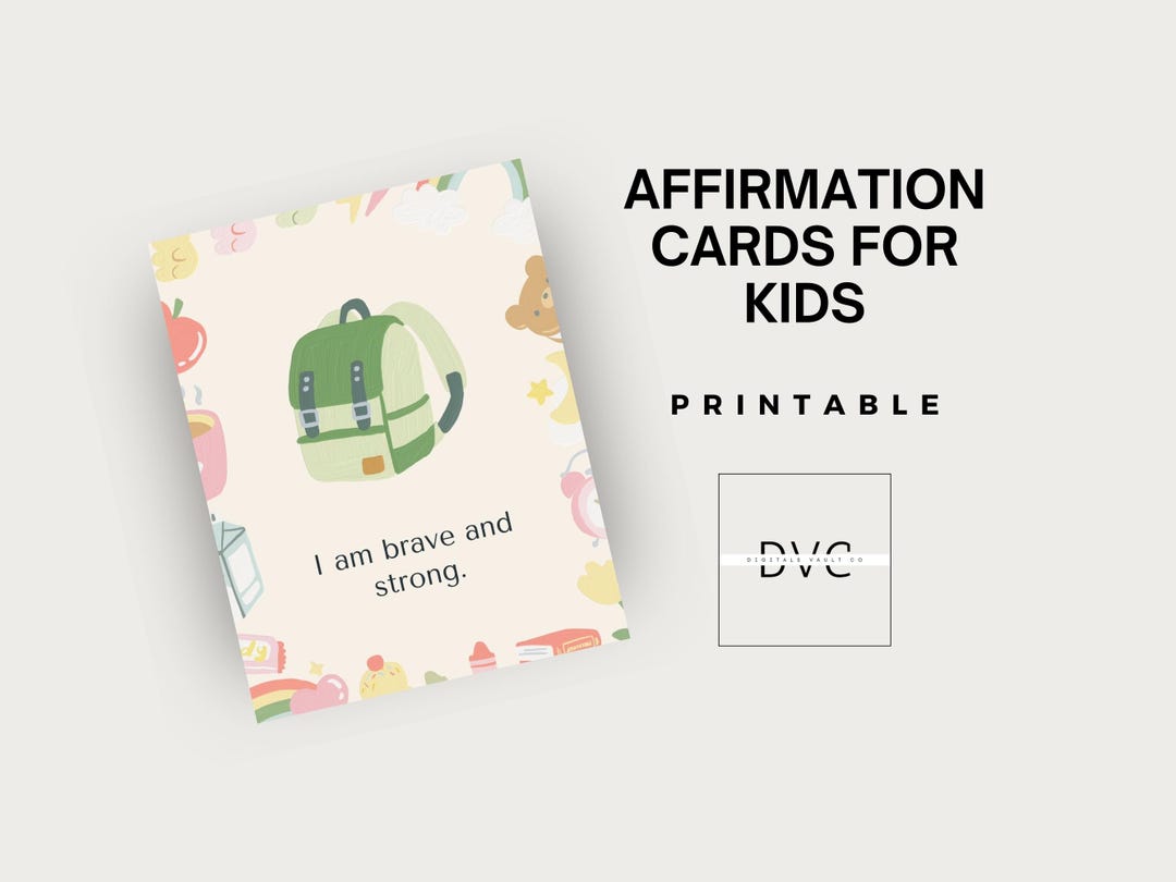 Affirmation Cards for Kids PDF Printable Positive Self Esteem Cards to ...