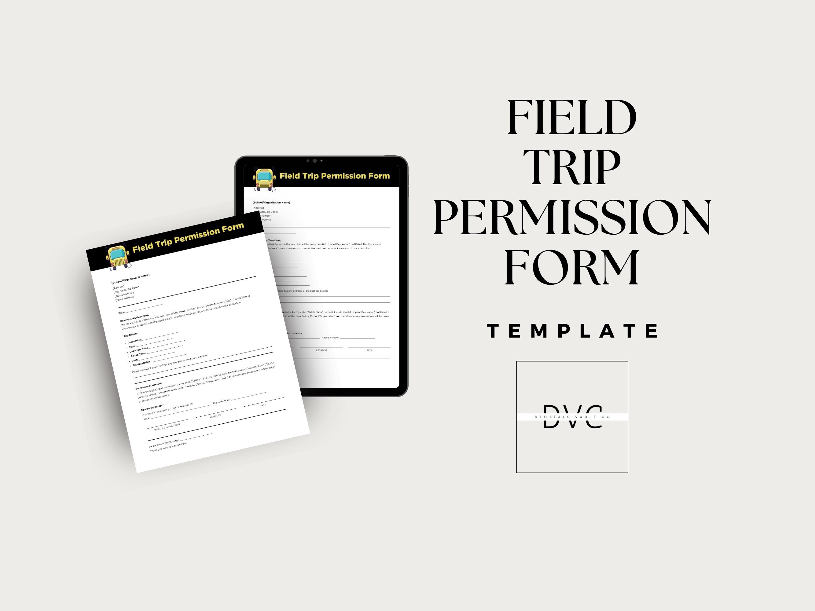 Field Trip Permission Form Template: Customizable Student Consent (PDF ...
