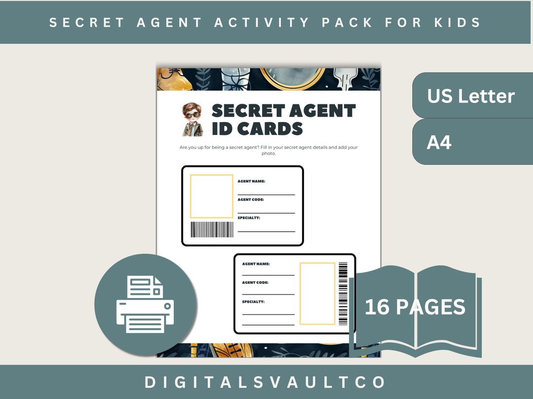 Secret Agent Activity Pack for Kids Printable | Spy-themed Games ...