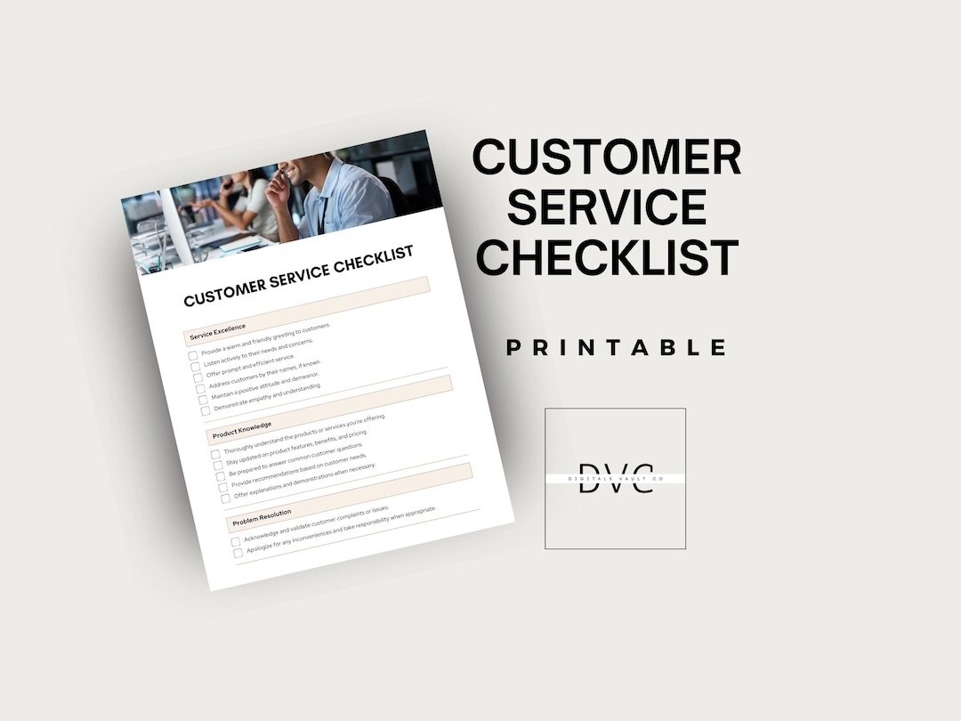 Customer Service Checklist Printable PDF | Client Satisfaction Guide ...