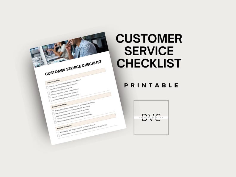 Customer Service Checklist Printable PDF | Client Satisfaction Guide ...