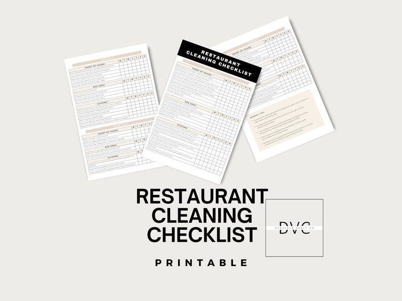 Restaurant Cleaning Checklist Printable PDF | Cafe and Diner Cleaning ...