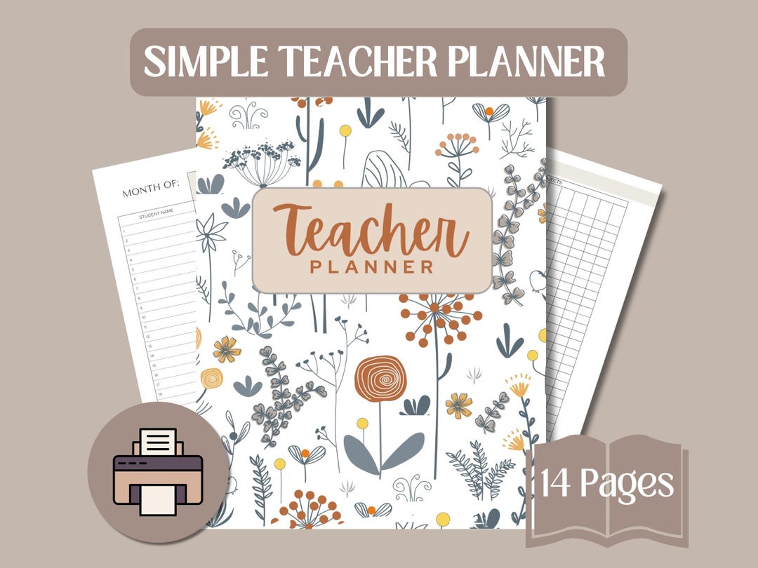 Teacher Planner Simple Printable Minimalist PDF Lesson Planning ...
