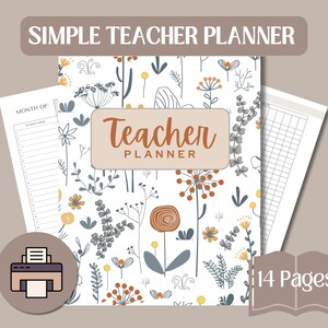 Teacher Planner Simple Printable Minimalist PDF Lesson Planning ...