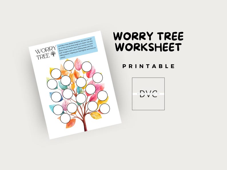 Worry Tree Worksheet Printable | Anxiety Management Tool | CBT ...