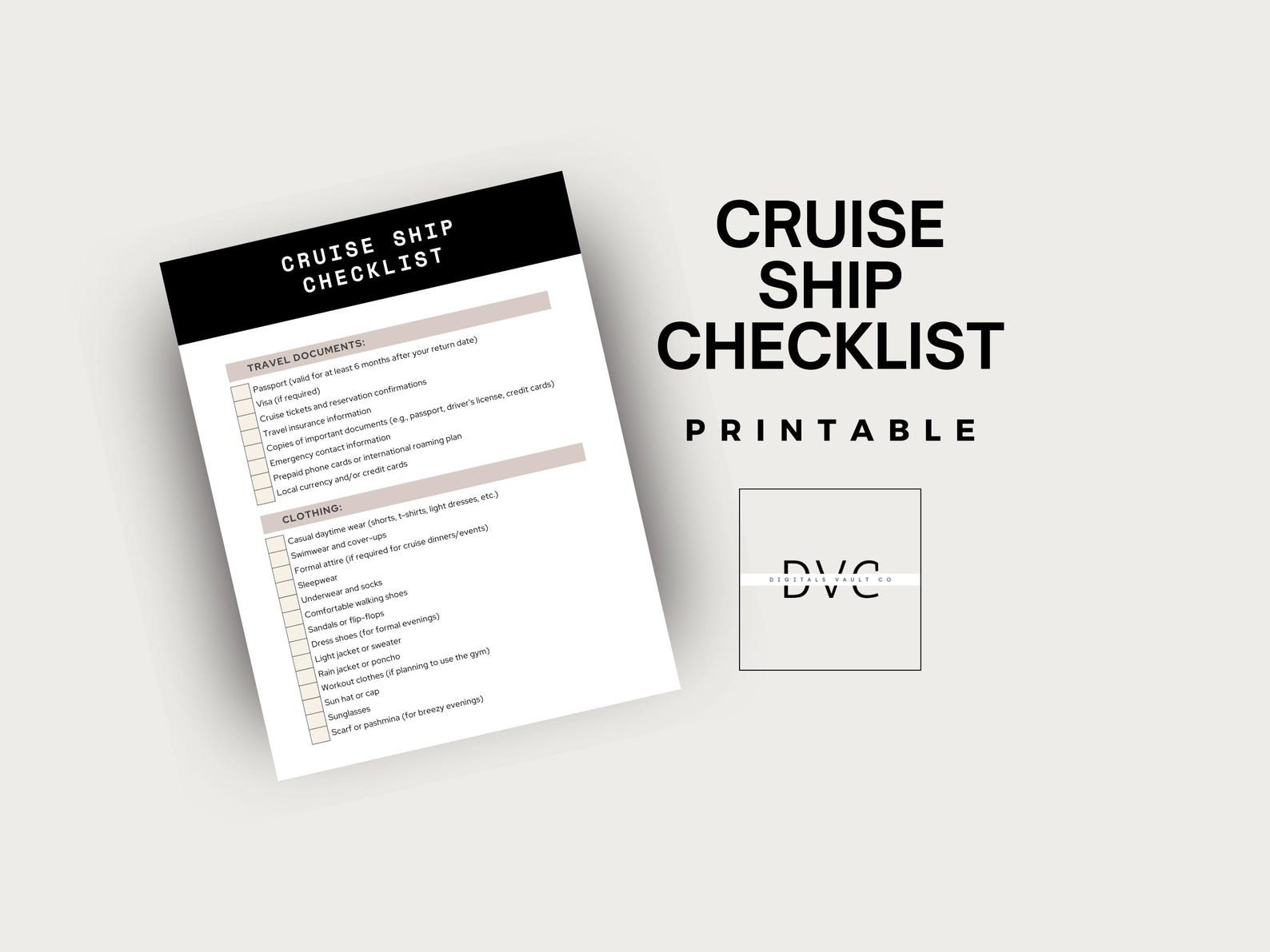 Cruise Ship Checklist Printable PDF | Minimalist Cruise Vacation ...