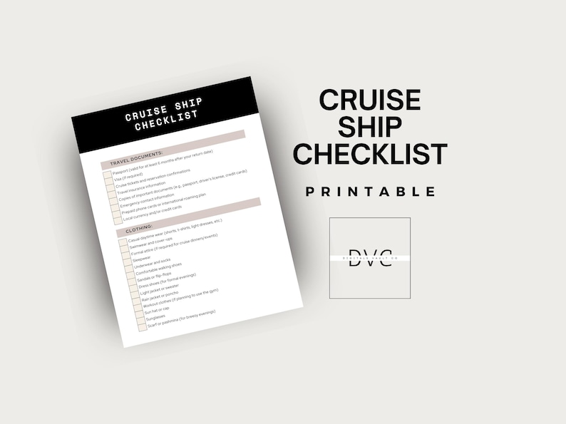Cruise Ship Checklist Printable PDF | Minimalist Cruise Vacation ...